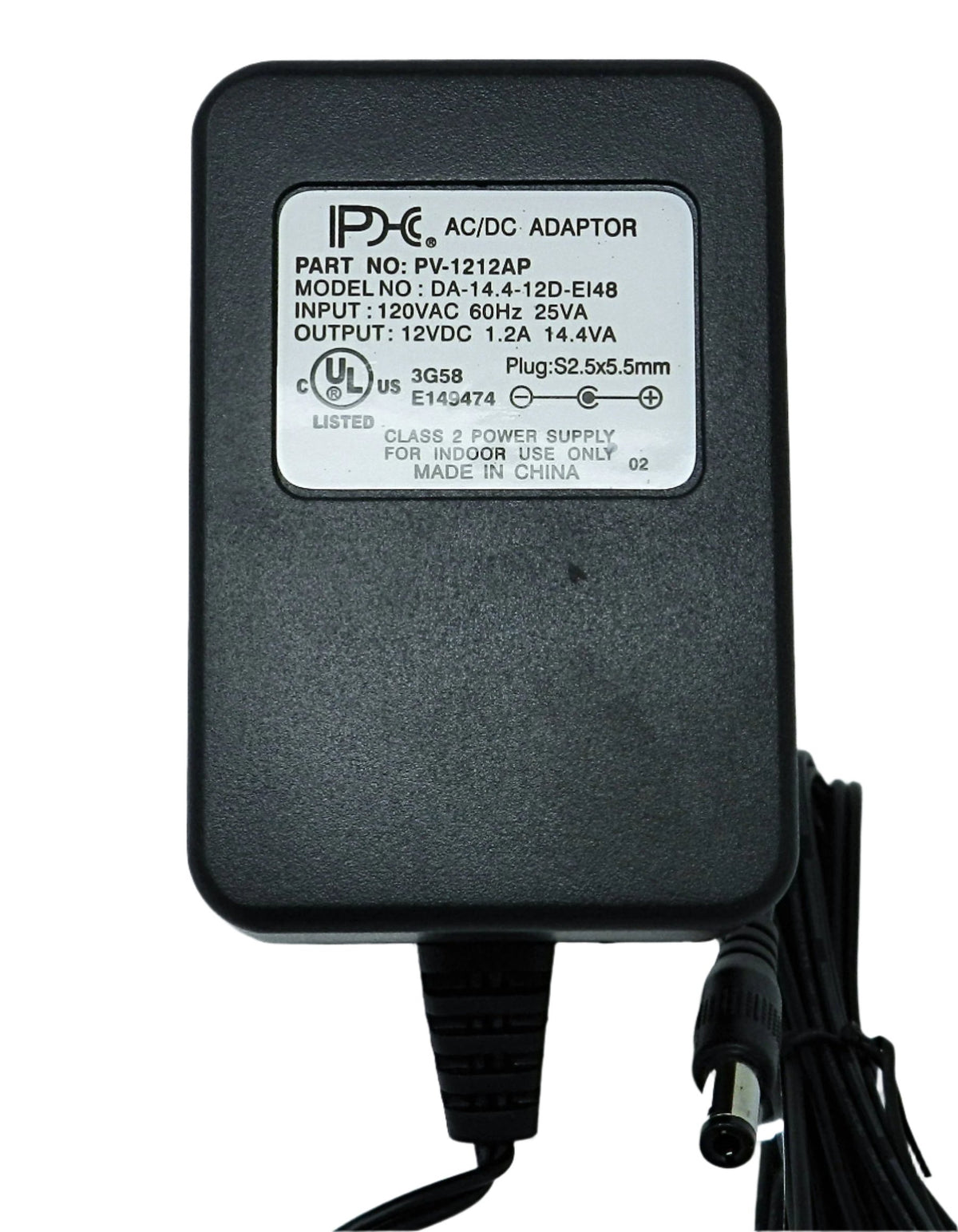 AC-DC Linear Power Supply 12V DC @ 1200mA; 2.5 x 5.5mm (+) center ...