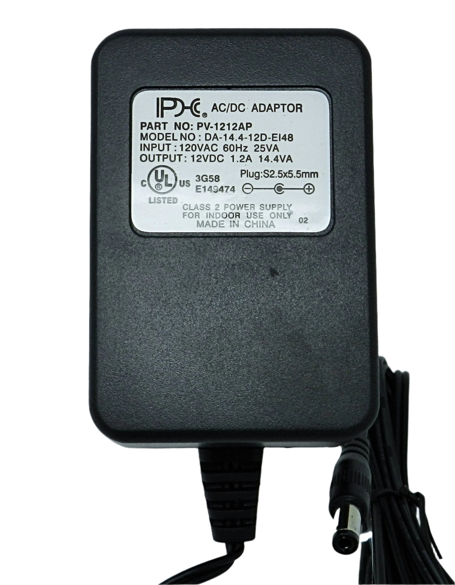 AC-DC Linear Power Supply 12V DC @ 1200mA; 2.5 x 5.5mm (+) center ...