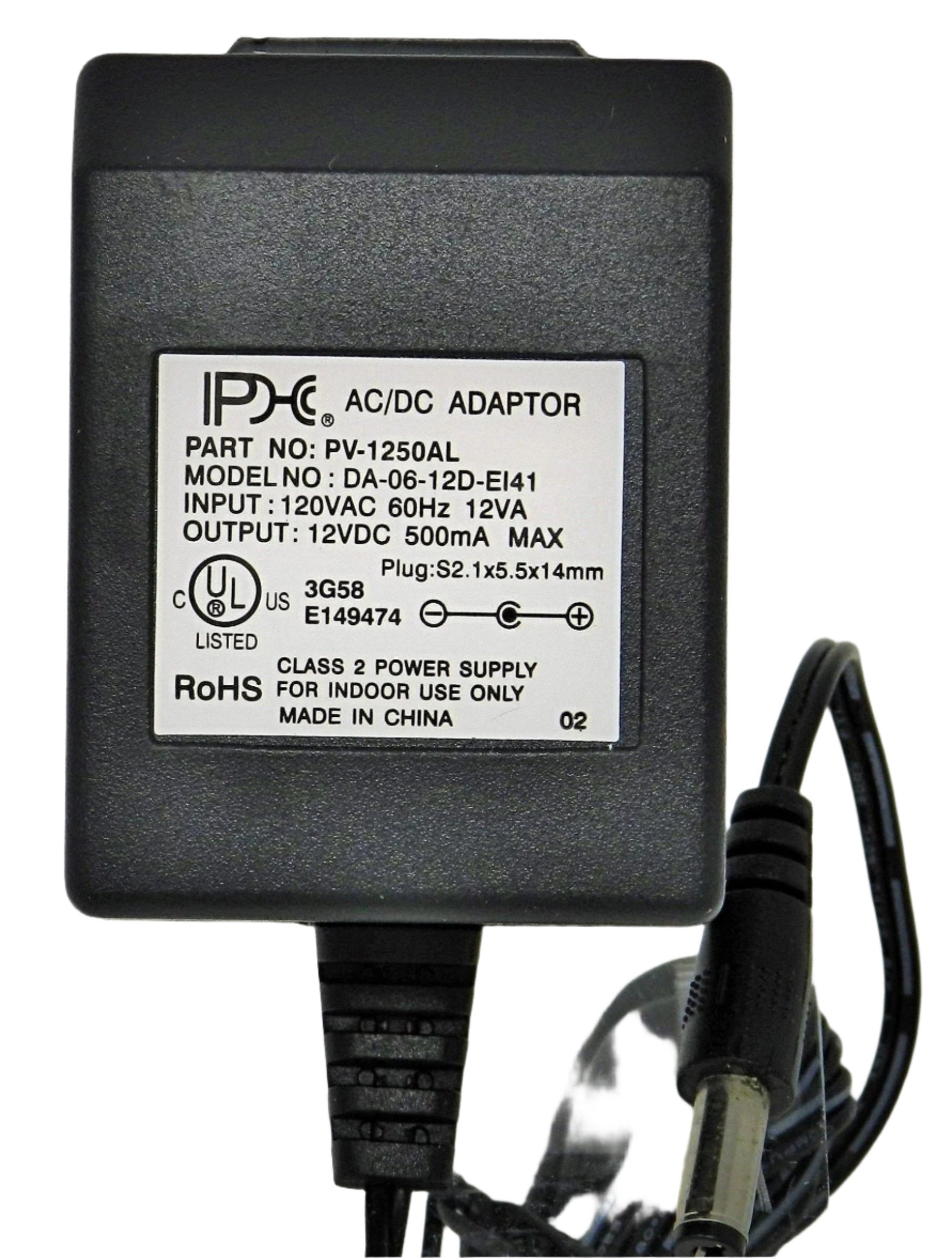 AC-DC Linear Power Supply 12V DC @ 500mA; 2.1 x 5.5mm (+) center ...