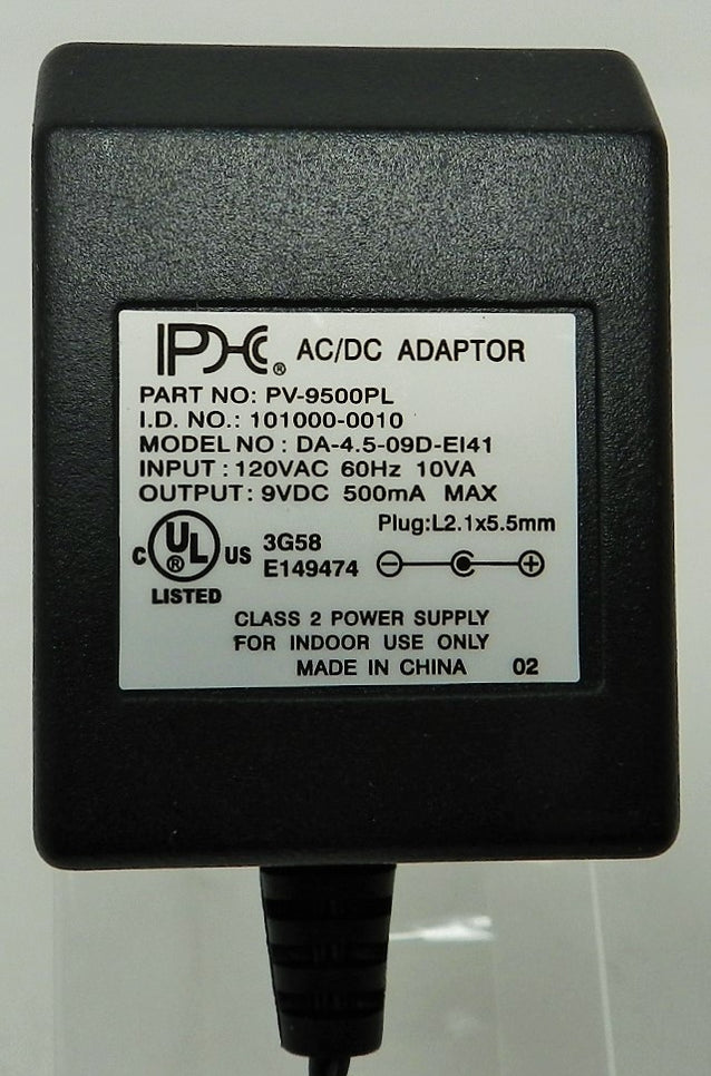 AC-DC Linear Power Supply 9V DC @ 500mA; 2.1 x 5.5mm (+) center polari ...