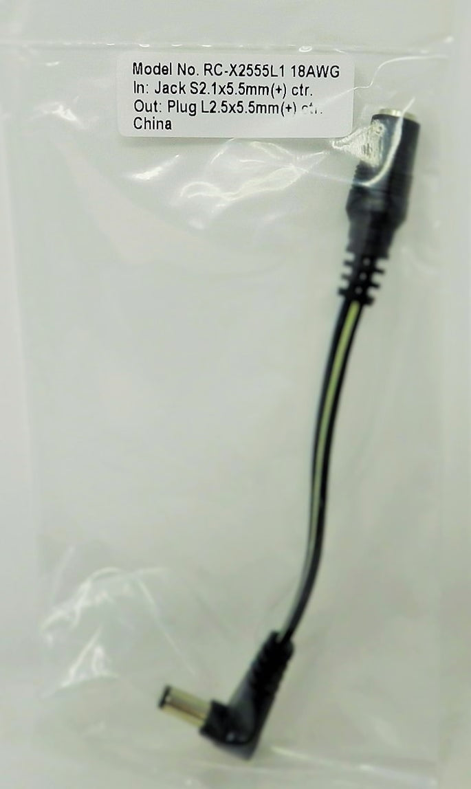 DC Barrel Plug Adapter to 2.5 x 5.5mm RIGHT ANGLE plug from 2.1 x 5.5mm ...